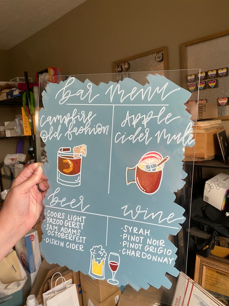 Custom Acrylic Bar Menu Sign for Wedding Bar Menu Signage - Etsy