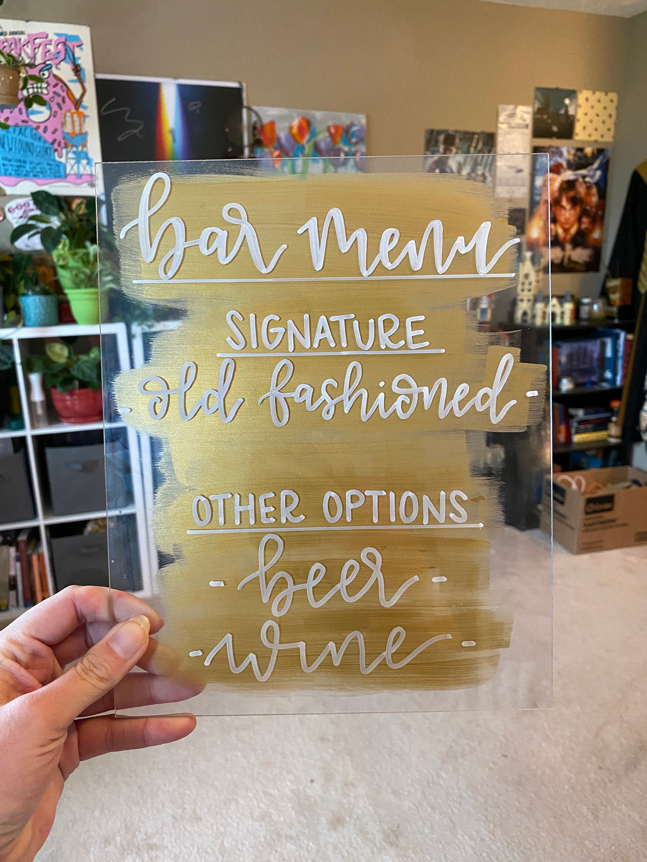Custom acrylic bar menu sign for wedding bar menu signage | Etsy