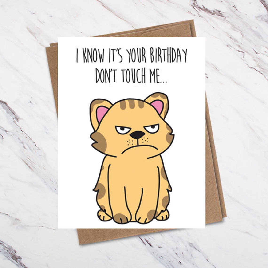 Angry Cat Birthday Card Grumpy Cat Cat Birthday Card | Etsy