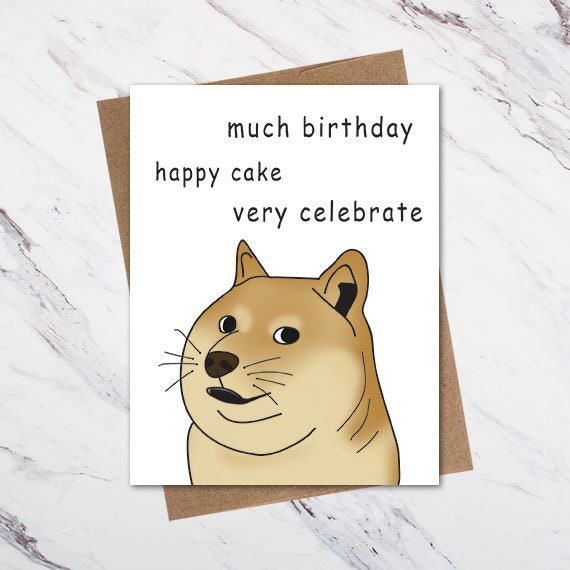 Doge Birthday Card Funny Dog Birthday Card Dog Birthday - Etsy