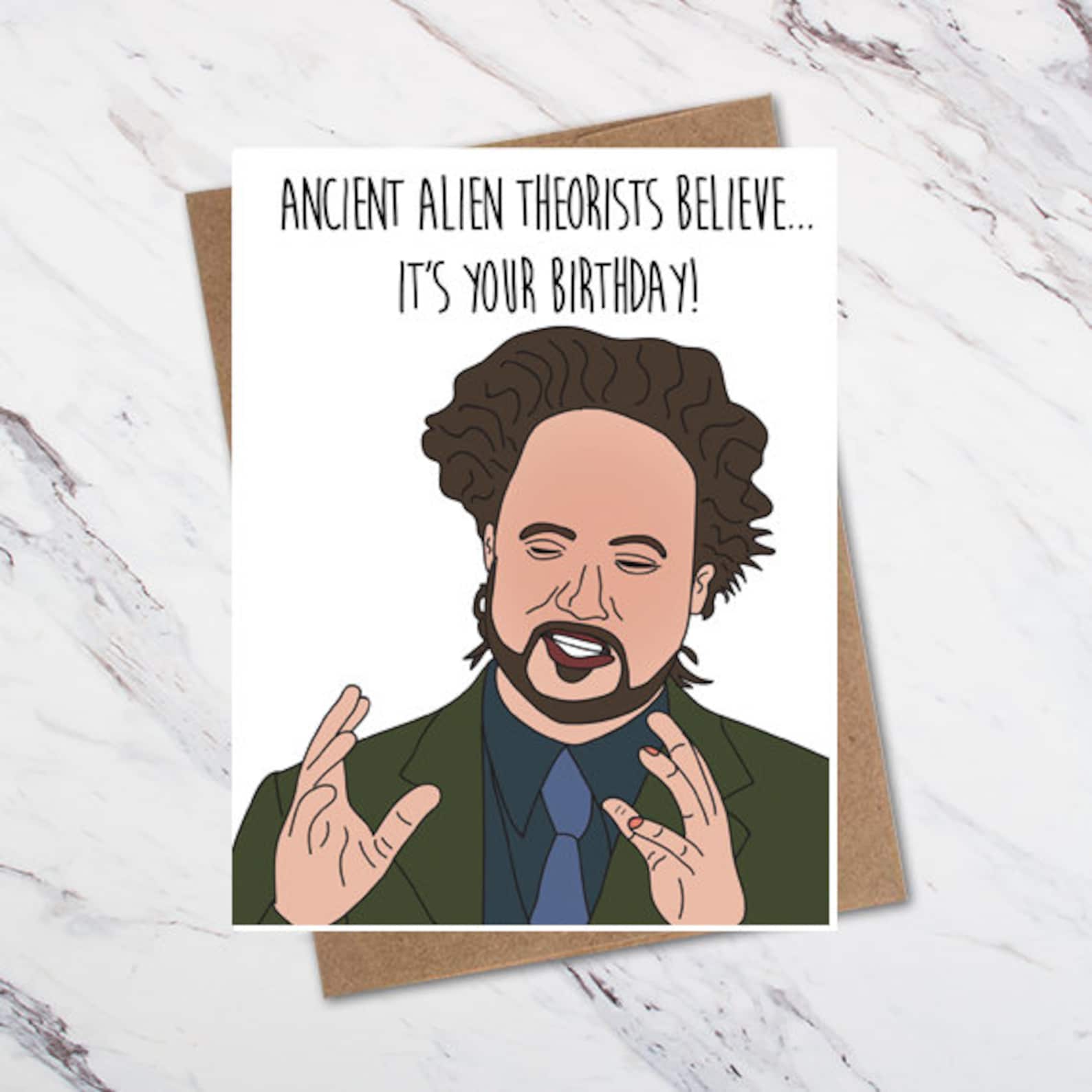 Ancient Aliens Birthday Card - Etsy