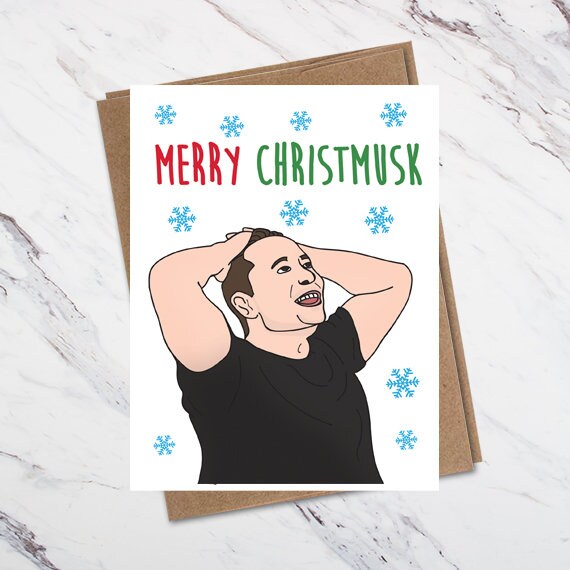 Joyeux Christmusk, elon Musk Christmas Card, drôle de carte de Noel ...
