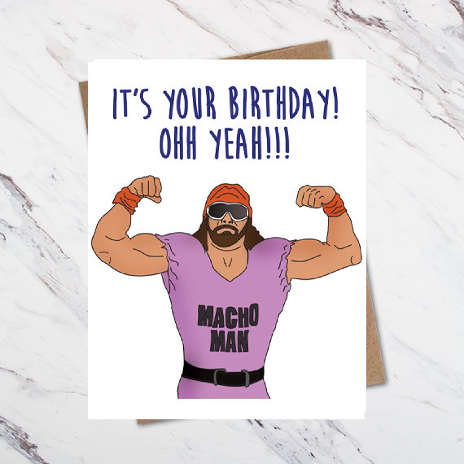 Macho Man Birthday Card, Wrestler Birthday Card - Etsy