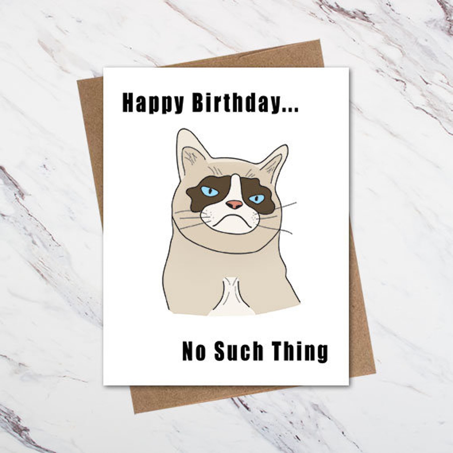 Grumpy Cat Birthday Card Funny Cat Birthday Card | Etsy