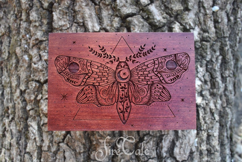 Tarot Box Wooden Jewelry Box Moth Wooden Box Celestial | Etsy