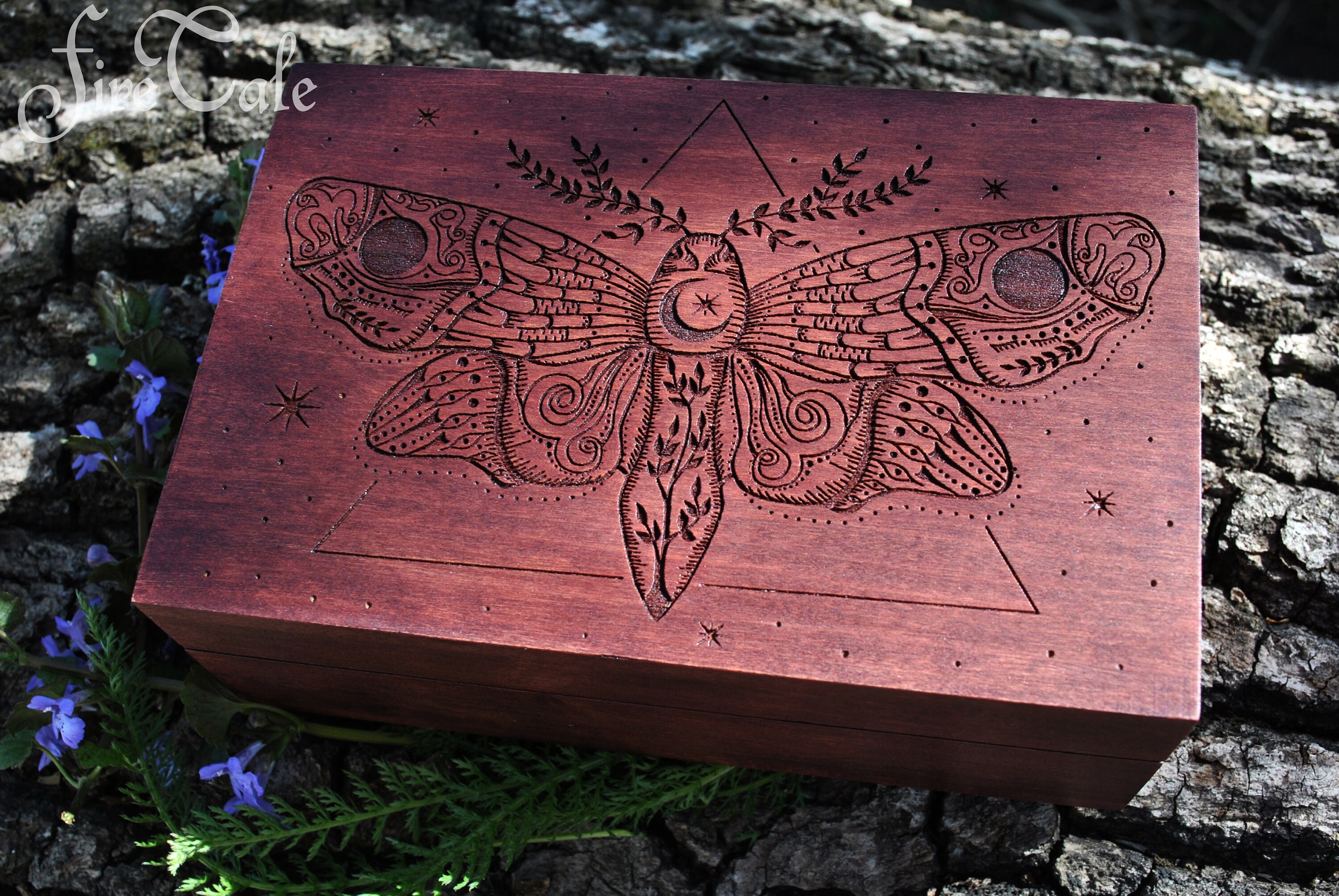 Tarot Box Wooden Jewelry Box Moth Wooden Box Celestial | Etsy