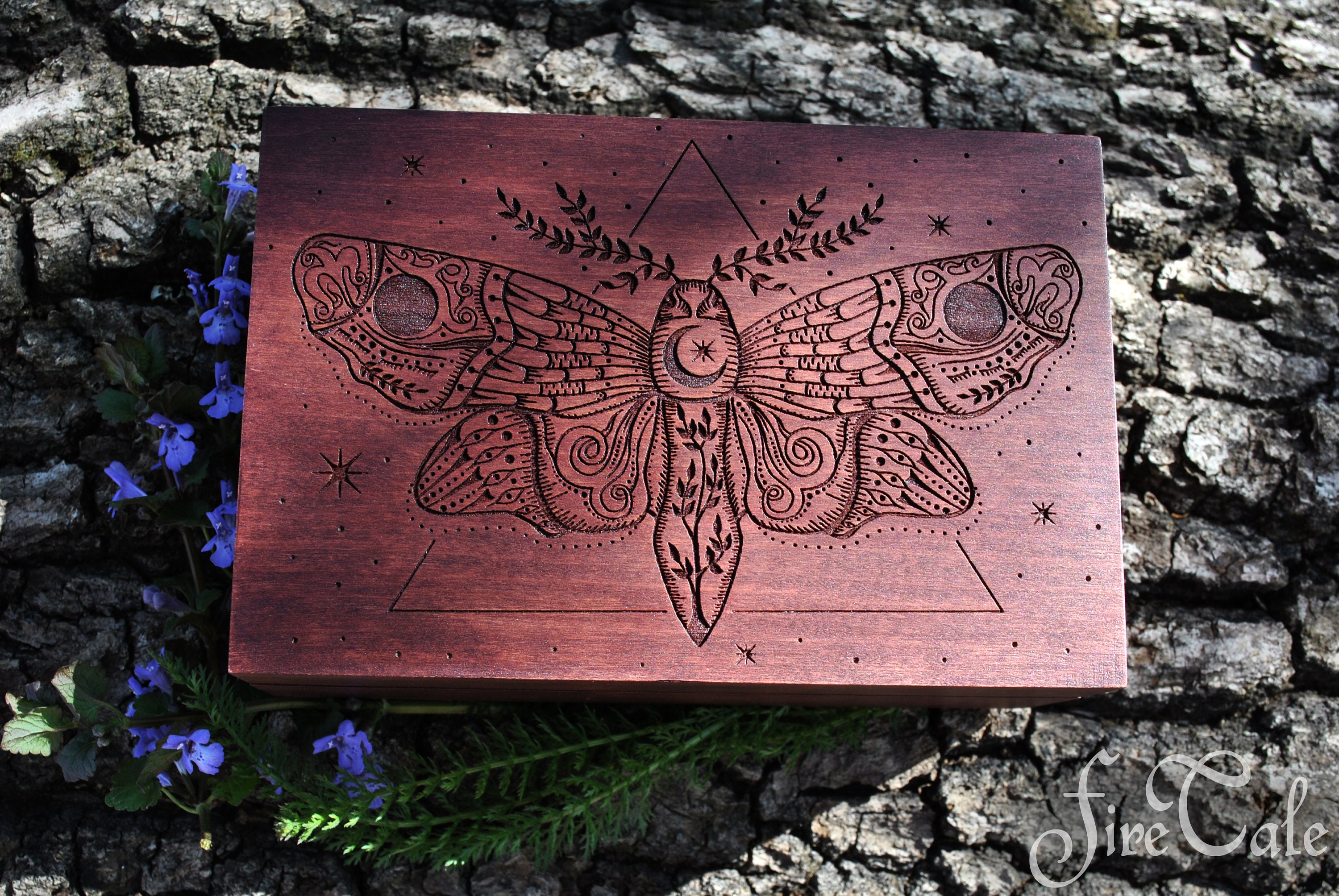 Tarot Box Wooden Jewelry Box Moth Wooden Box Celestial | Etsy