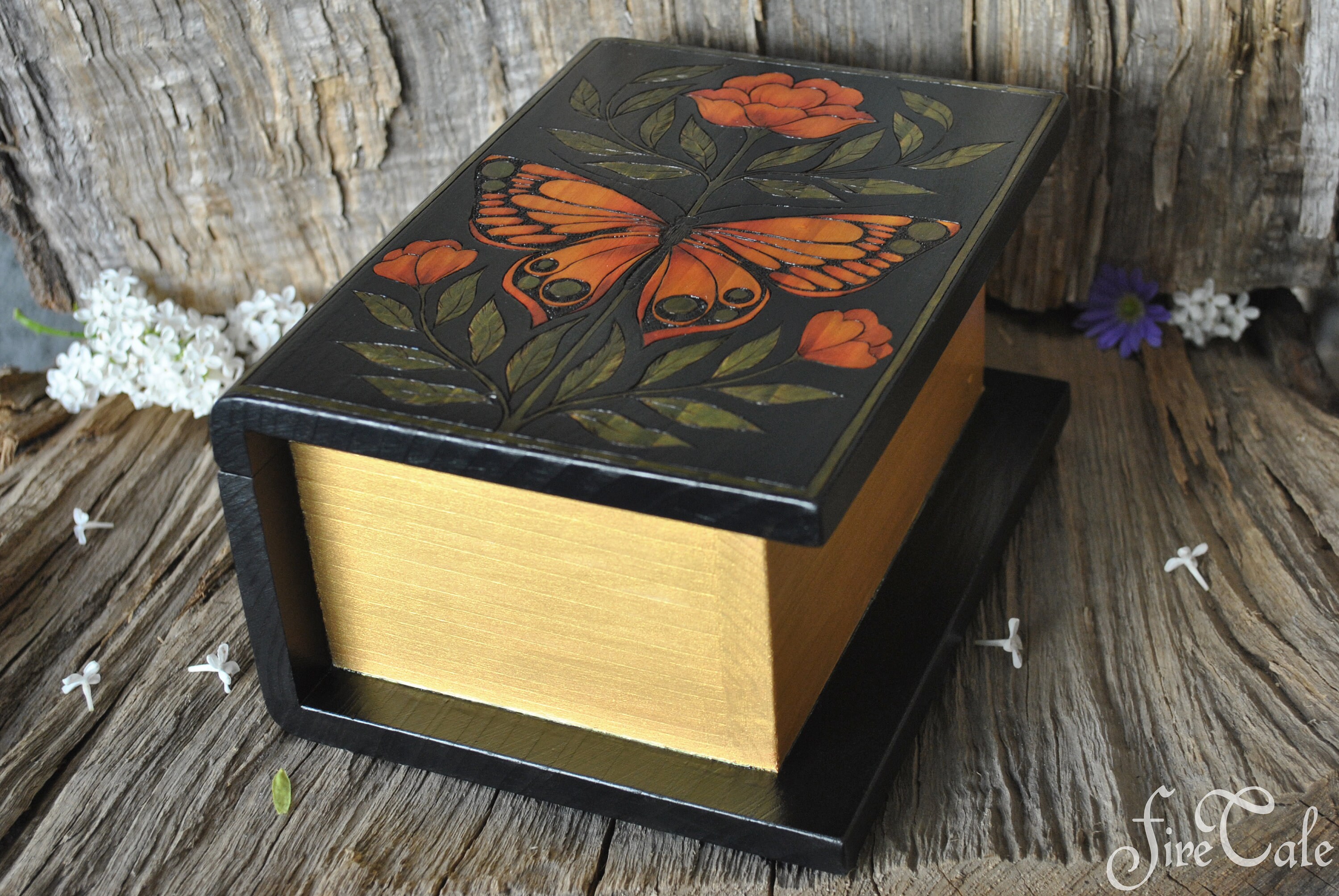 OOAK Wooden Keepsake Box, Wood Burned, Pyrography, Autumn, Fall, Leaves ...