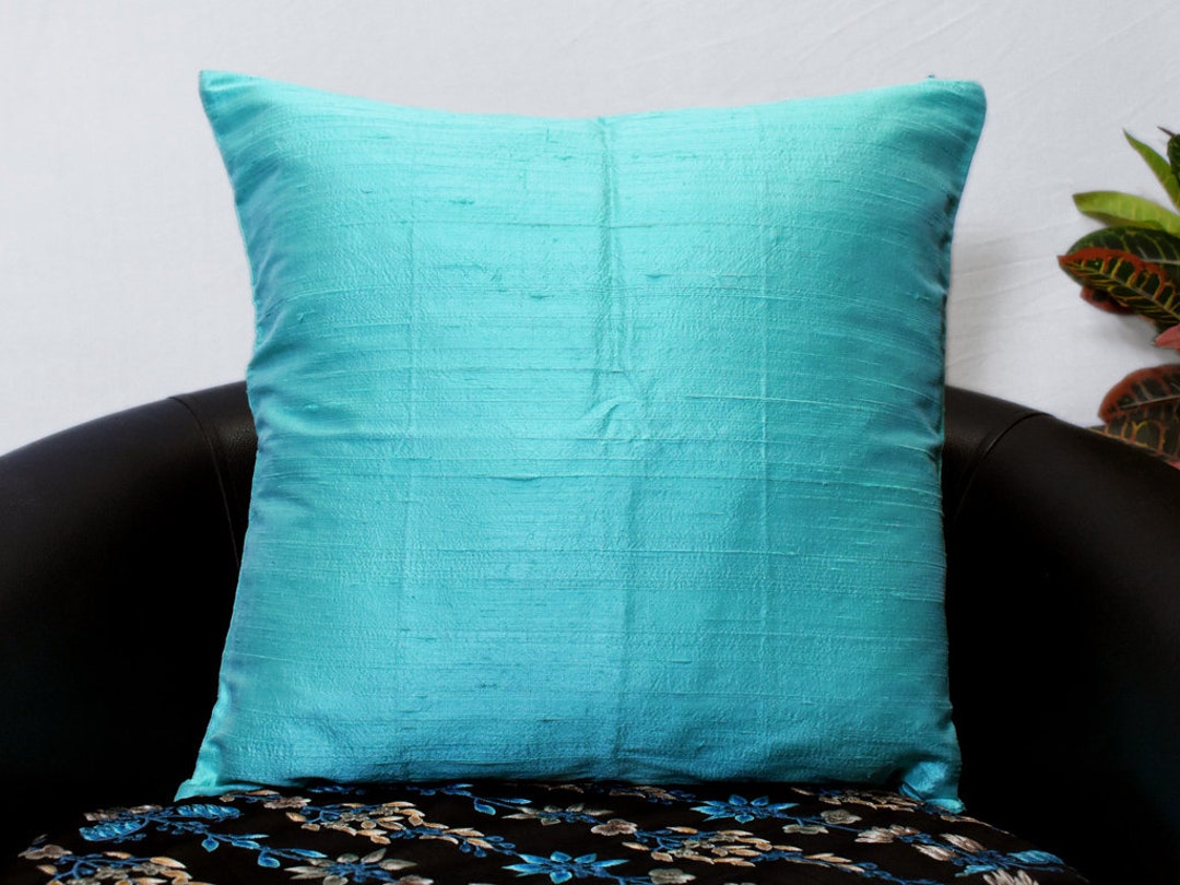 Tiffany Blue Dupioni Silk Square Pillowcase | Cushion Cover Handmade ...