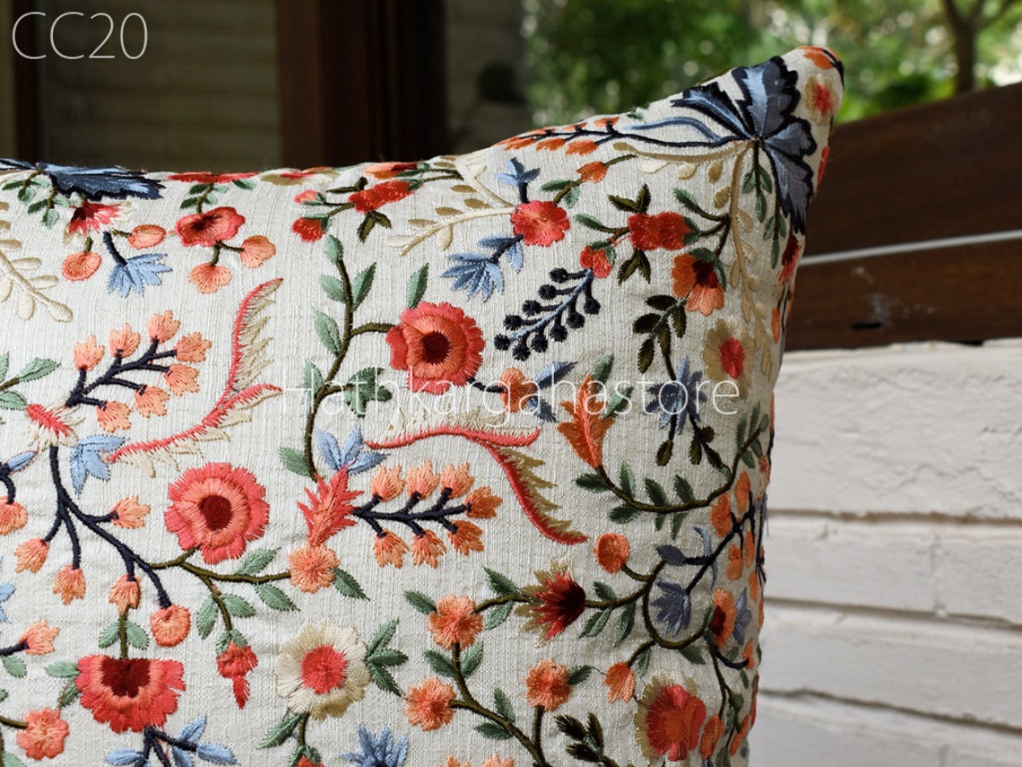 Embroidered Cushion Cover Handmade Embroidery Throw Pillow - Etsy