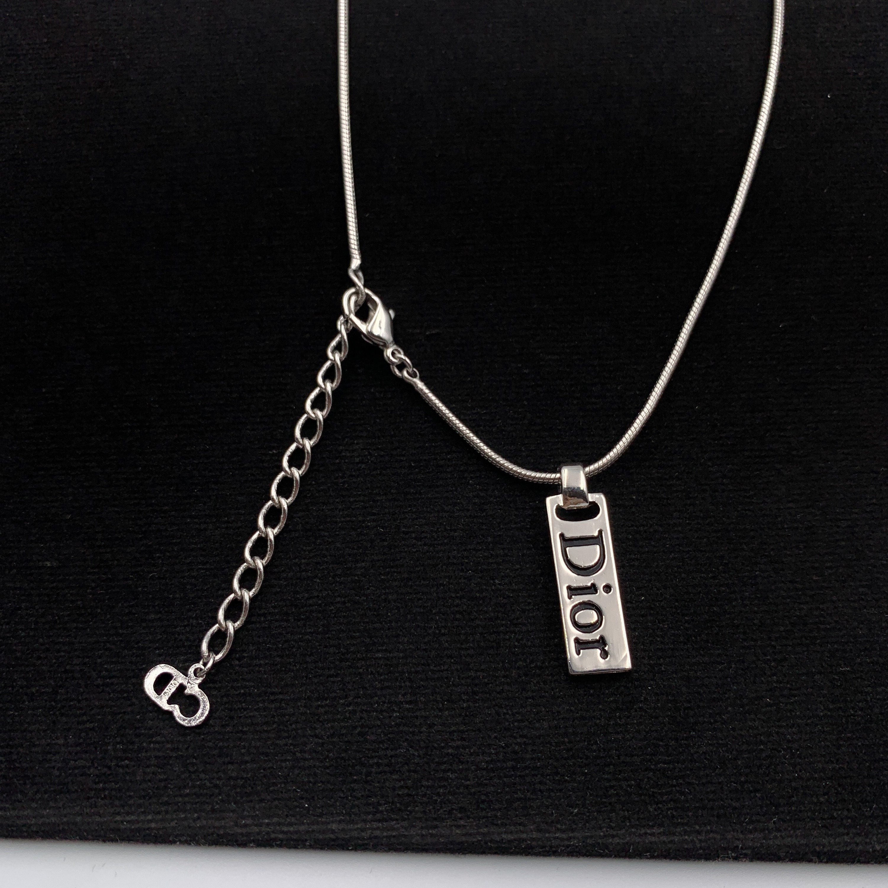Christian Dior Vintage DIOR Plated Logo Necklace - Etsy