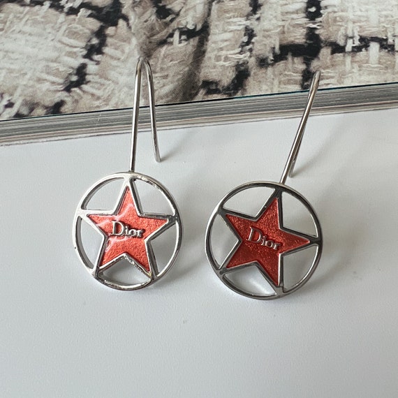 Christian Dior Vintage Logo Star Gold Plated Earrings - Gem