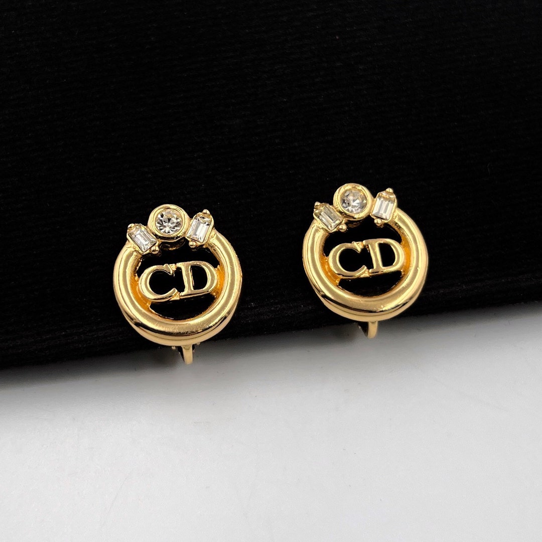 Christian Dior Vintage Logo CD Clip-on Earrings - Etsy
