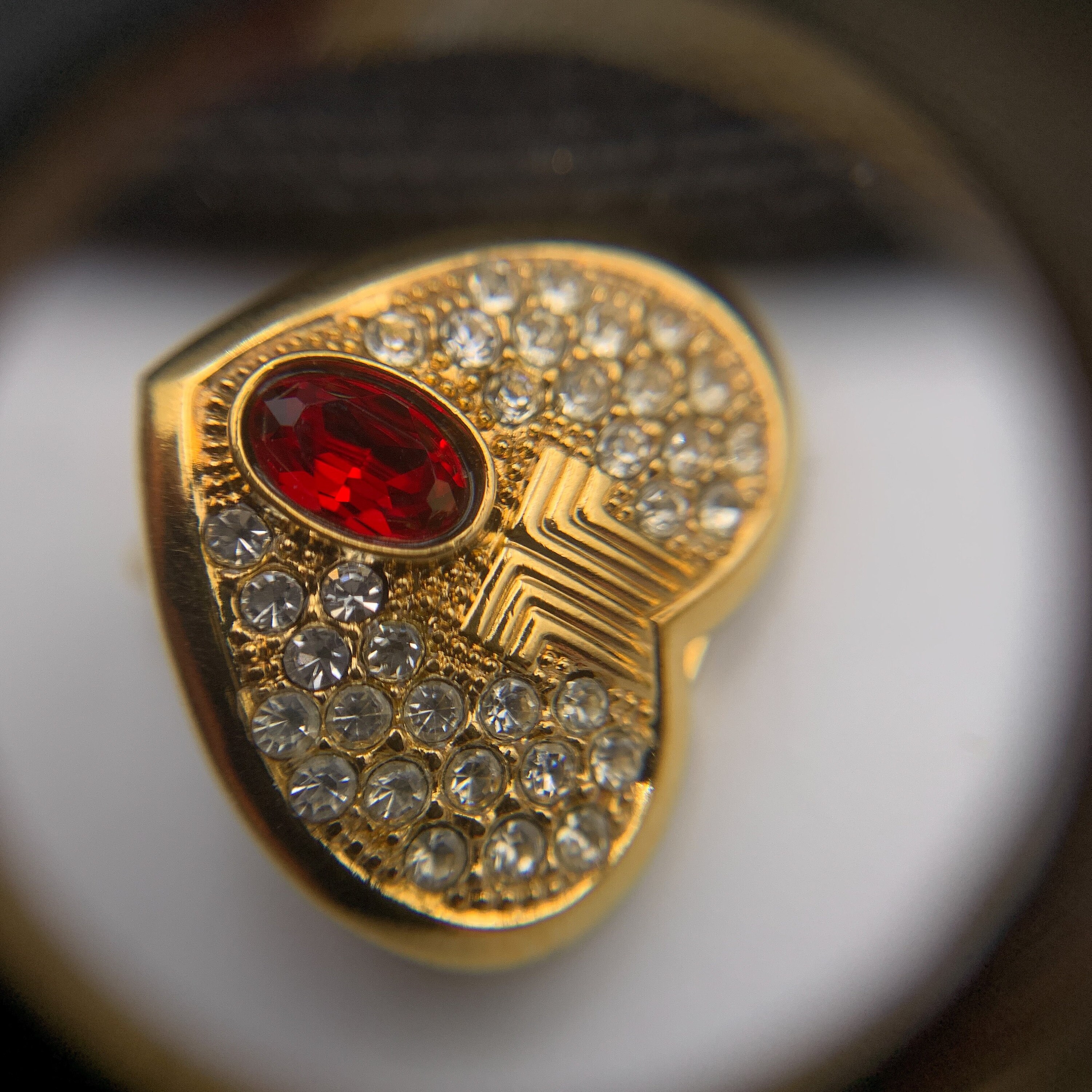 LANVIN Vintage Heart With Crystal Clip on Earrings | Etsy