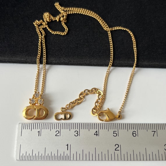 Christian Dior Logo CD with Crystal Necklace - Gem