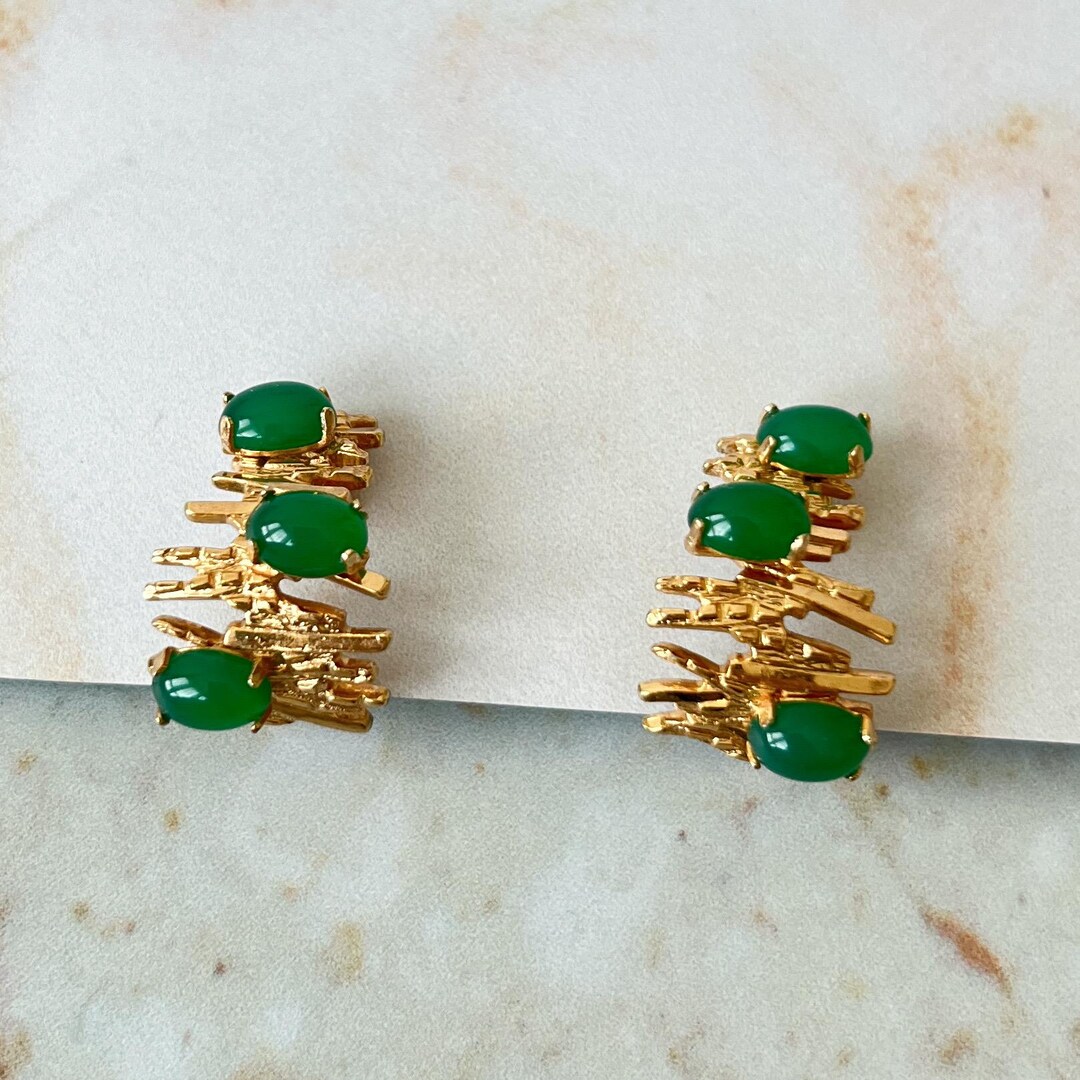 BURMA PARIS Vintage Gold Plated With Faux Emerald Choker Clip on ...