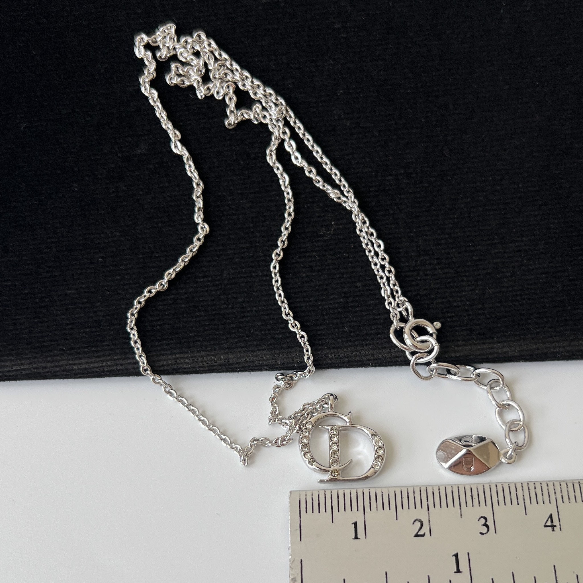 Christian Dior Vintage CD With Crystal Logo Pendant Necklace Christian Dior Vintage CD With Crystal Logo Pendant Necklace