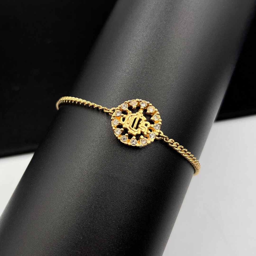 Christian Dior Vintage Crystal Coin Logo Bracelet - Etsy