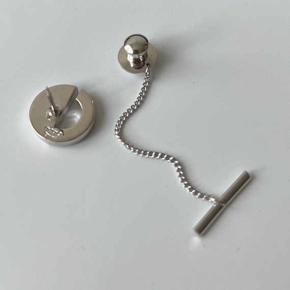 CHRISTIAN DIOR Vintage Silver Plated Logo Pin - Gem