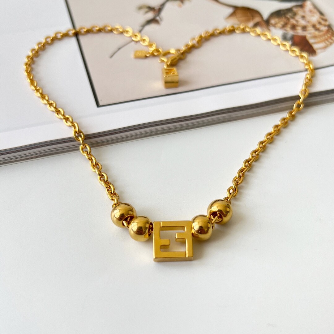 FENDI Vintage Logo Chain Link Choker Necklace - Etsy