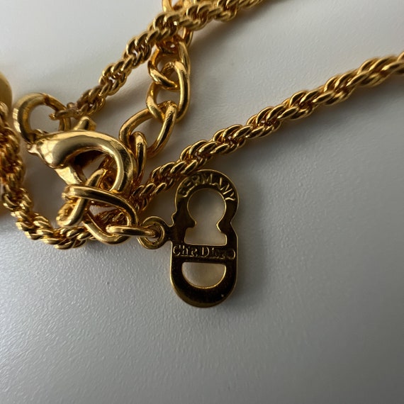 Christian Dior Vintage CD Crystal logo necklace - Gem