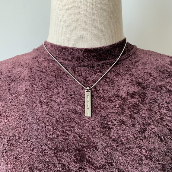 Dior logo sterling silver pendant necklace store