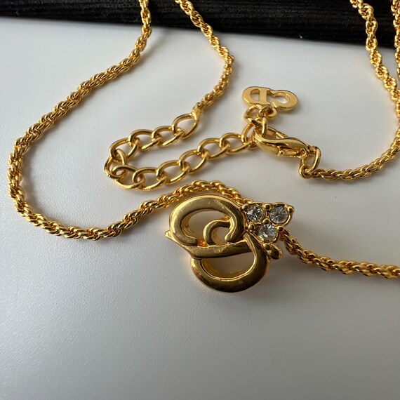 Christian Dior Vintage CD Crystal logo necklace - Gem
