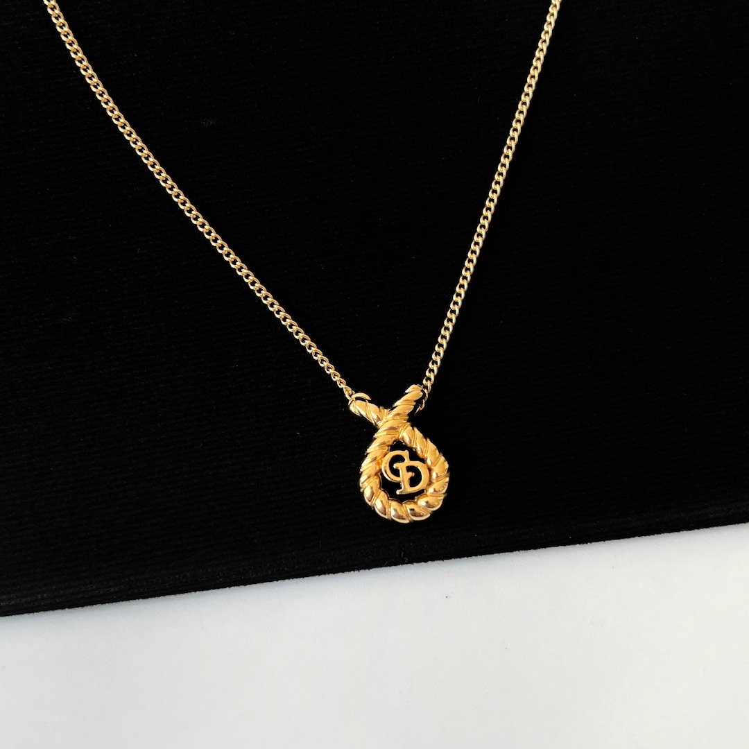 Christian Dior Vintage CD Gold Plated Logo Necklace - Etsy