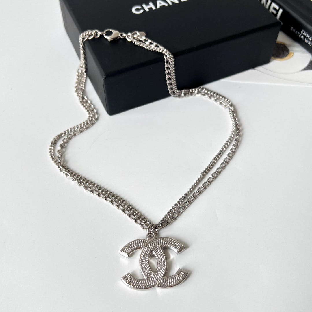 CHANEL Logo Pendant Siver Plated Multi-chain Necklace - Etsy