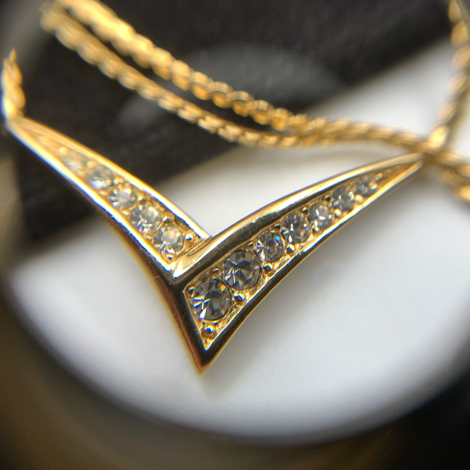 Christian Dior Vintage V Shape Crystal Necklace - Etsy