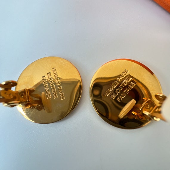HERMES Button Logo Gold Plated Clip on Earrings - Gem