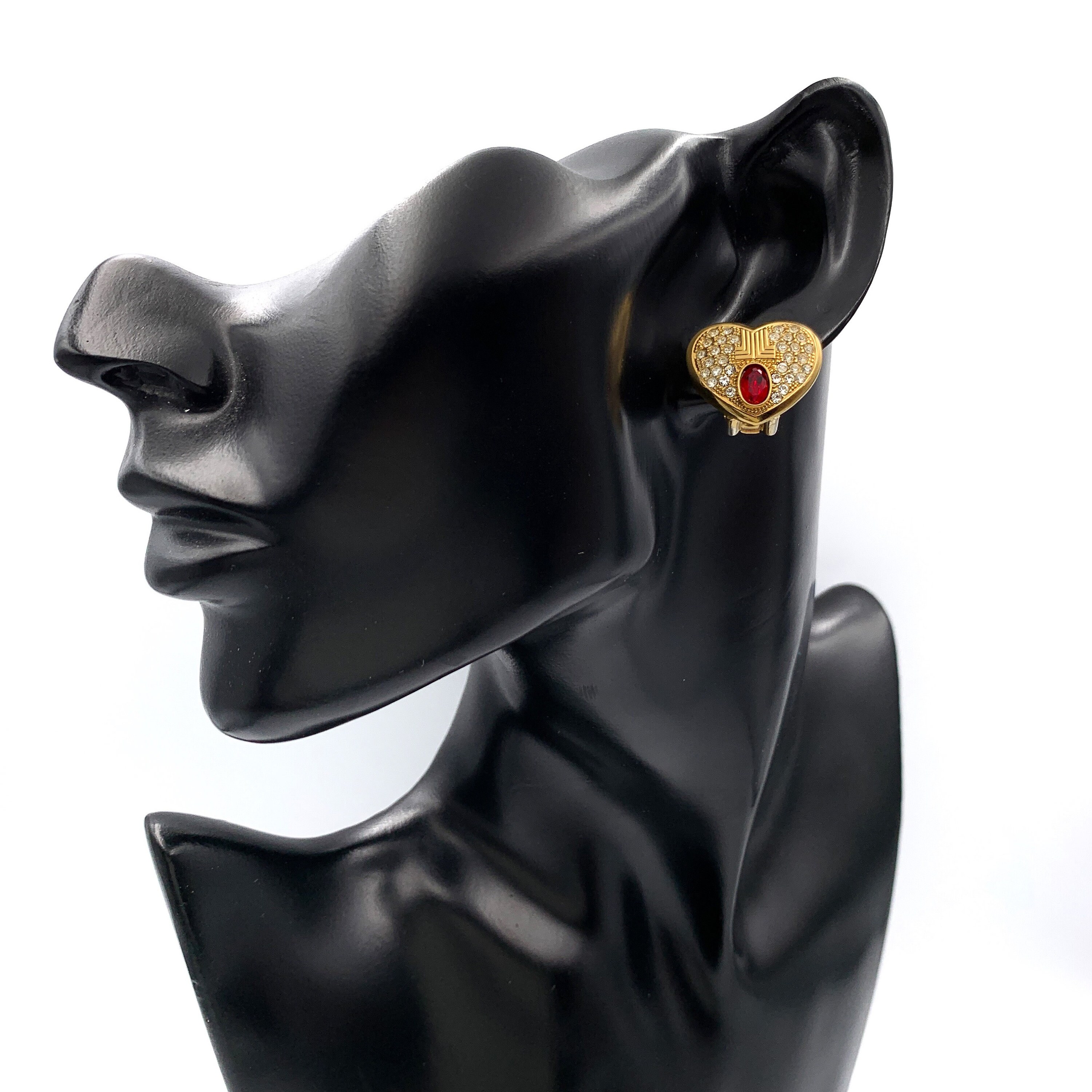 LANVIN Vintage Heart With Crystal Clip on Earrings | Etsy