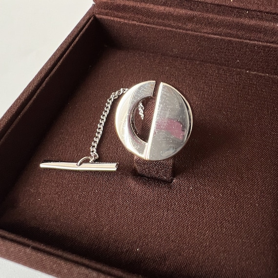 CHRISTIAN DIOR Vintage Silver Plated Logo Pin - Gem