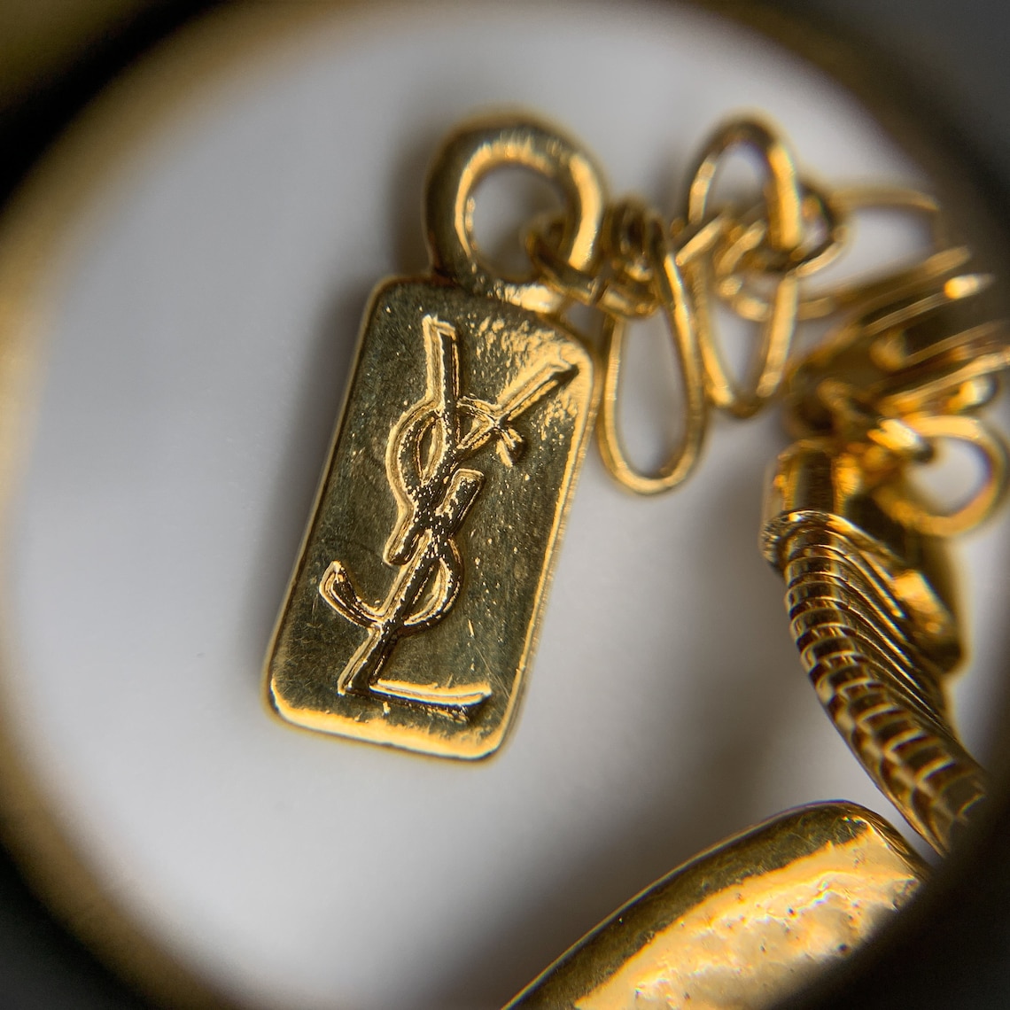 Yves Saint Laurent Vintage YSL Gold Plated Logo Pendant | Etsy