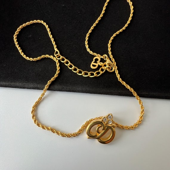 Christian Dior Vintage CD Crystal logo necklace - Gem