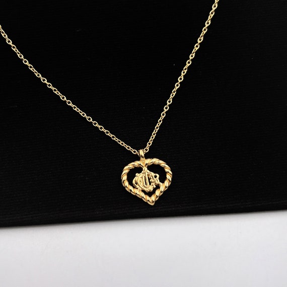 Christian Dior Vintage DIOR With Heart Logo Pendant Necklace Christian Dior Vintage DIOR With Heart Logo Pendant Necklace