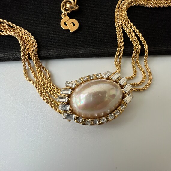 Christian Dior Vintage Faux Pearl Gold Plated with Cr… - Gem