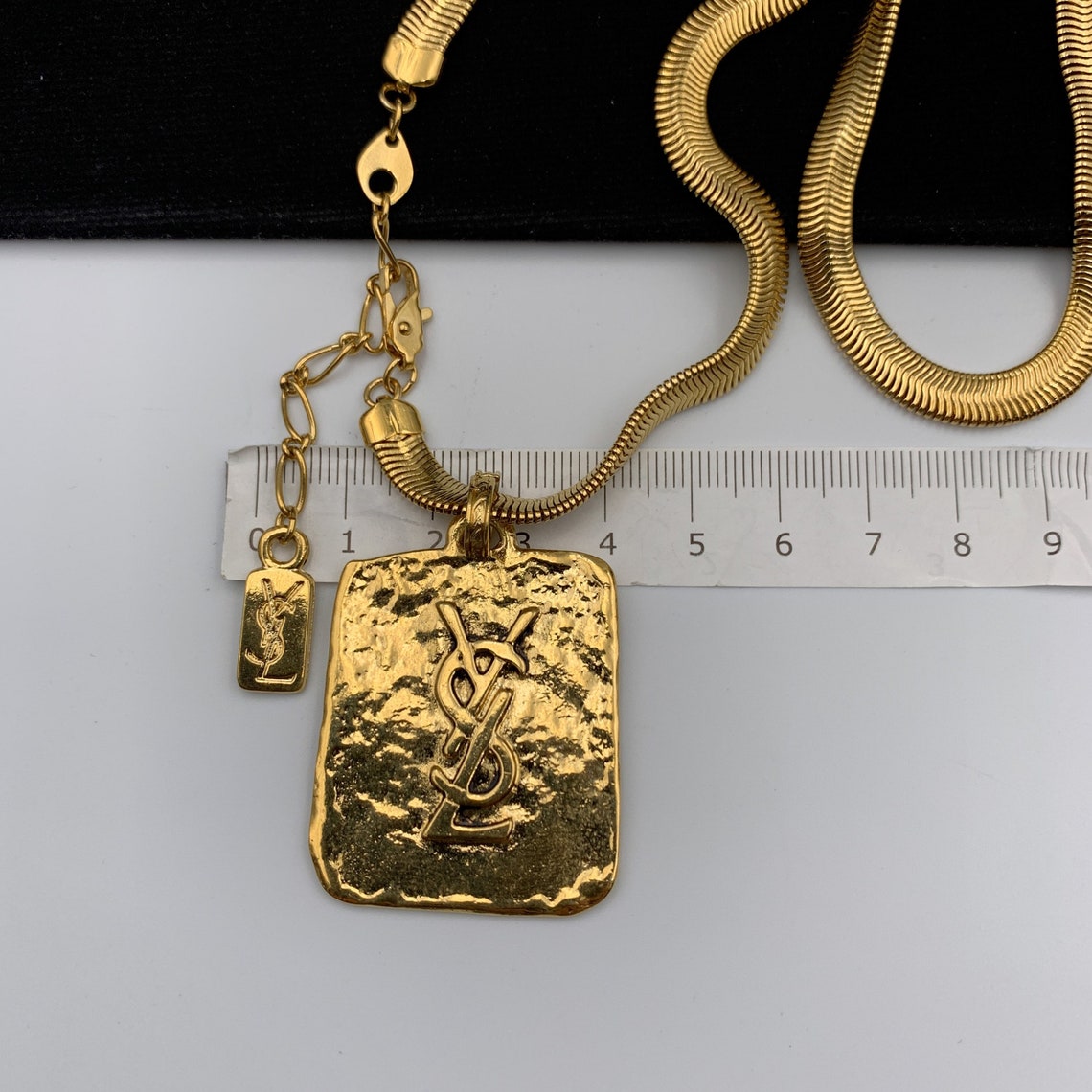 Yves Saint Laurent Vintage YSL Gold Plated Logo Pendant | Etsy