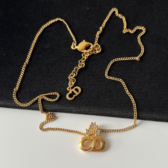 Christian Dior Logo CD with Crystal Necklace - Gem