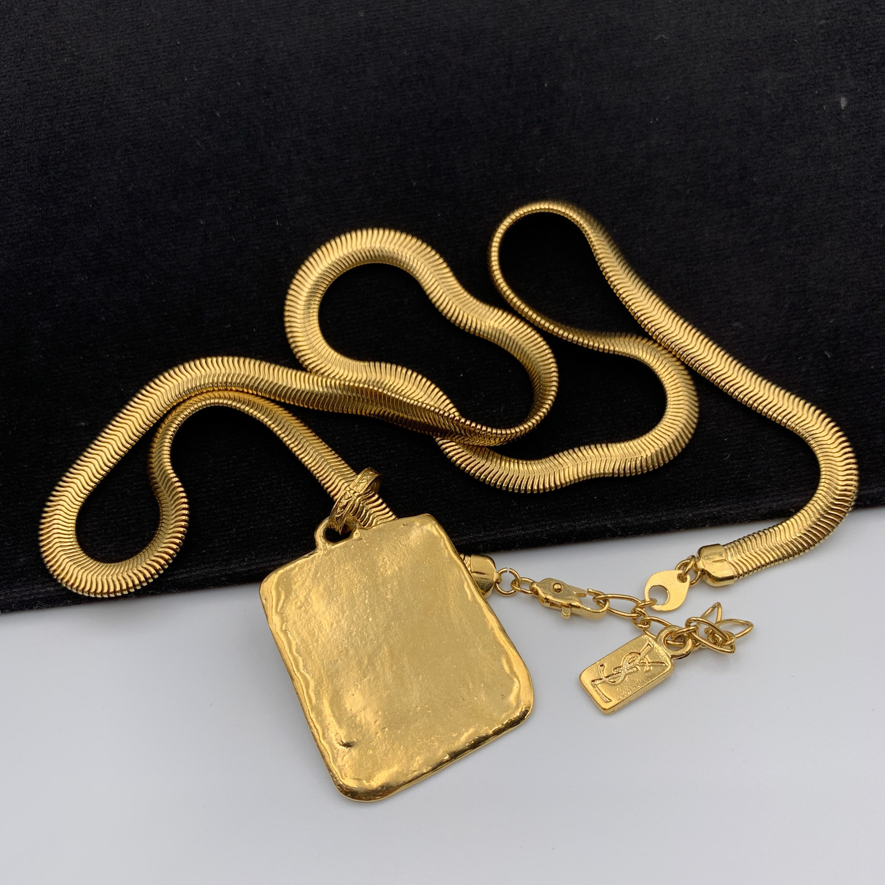 Yves Saint Laurent Vintage YSL Gold Plated Logo Pendant | Etsy
