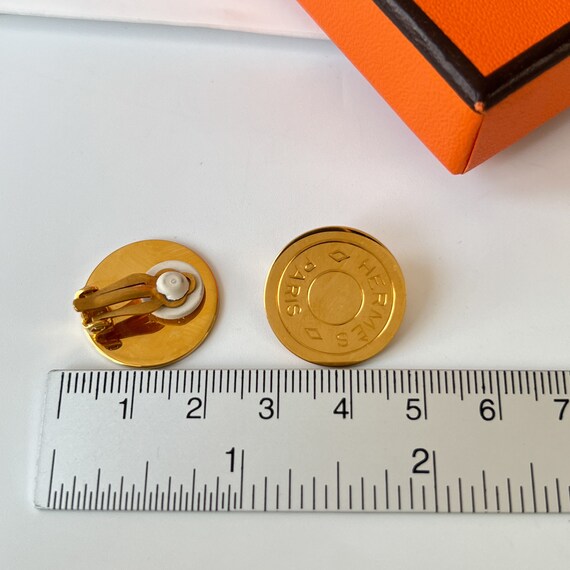 HERMES Button Logo Gold Plated Clip on Earrings - Gem