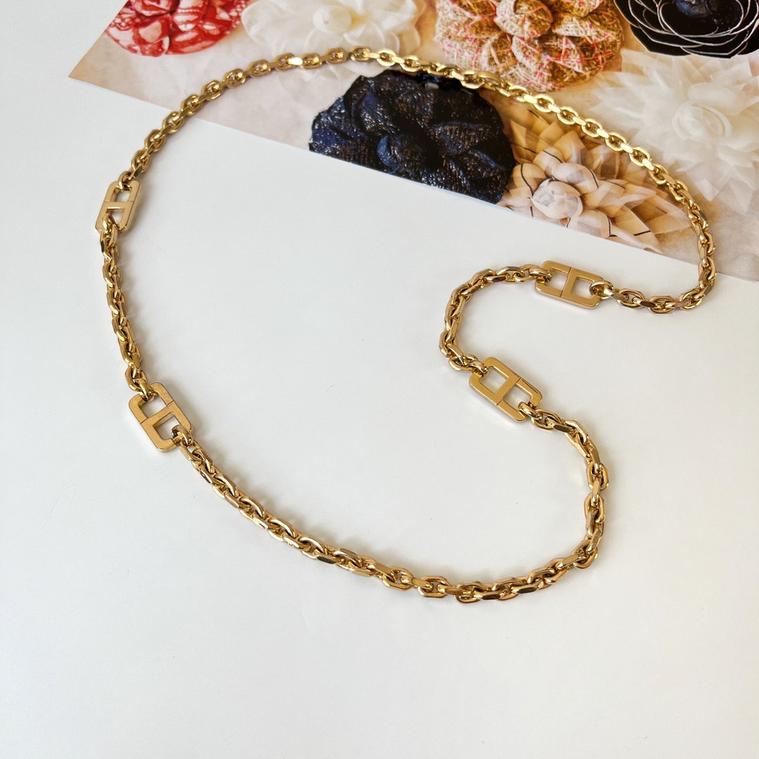 Christian Dior Vintage CD Chain Link Necklace - Etsy