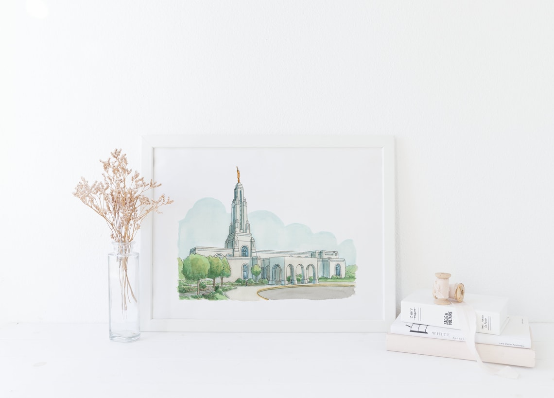 Redlands California Temple Watercolor Digital Print - Etsy