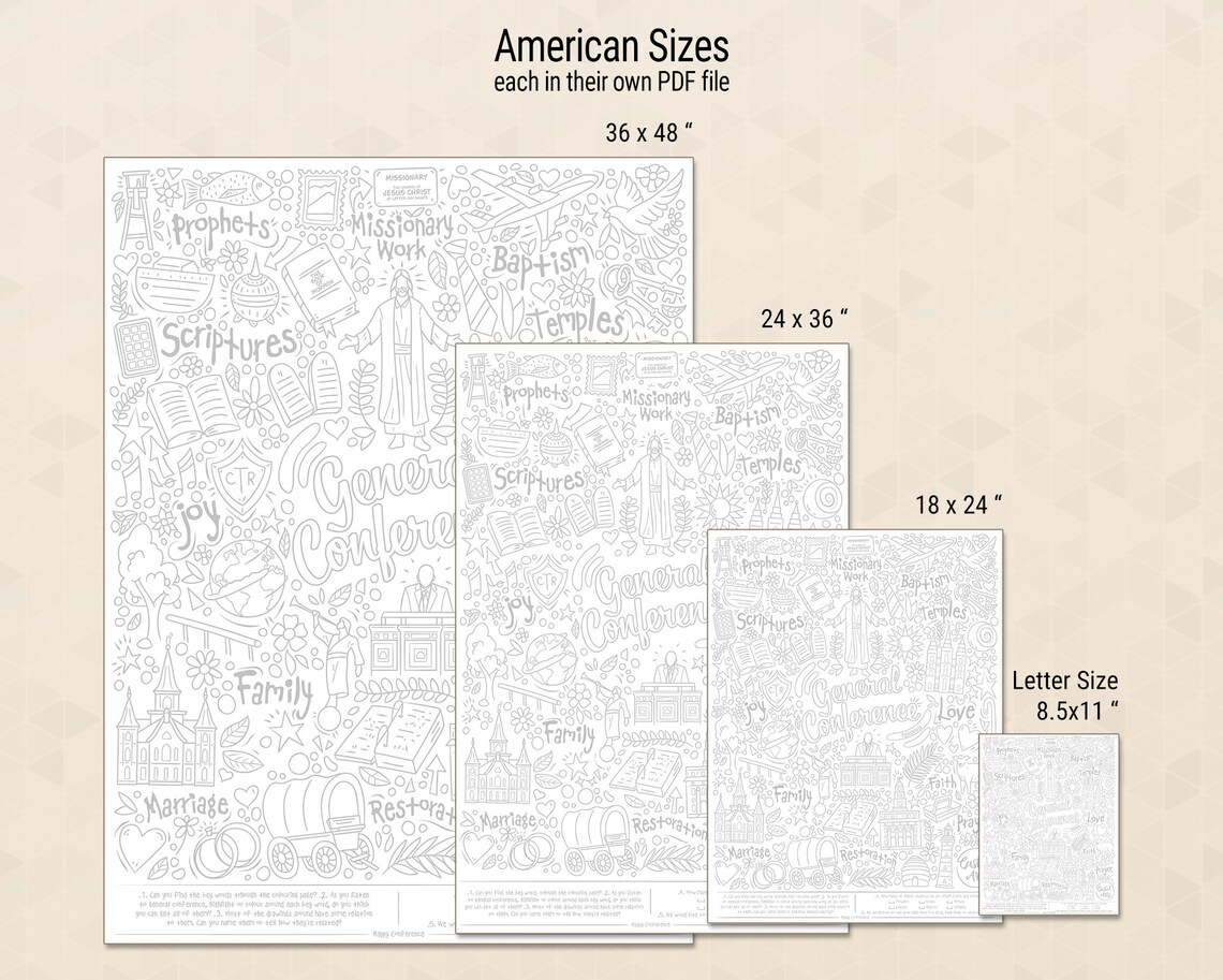 Giant General Conference Colouring Page - Etsy