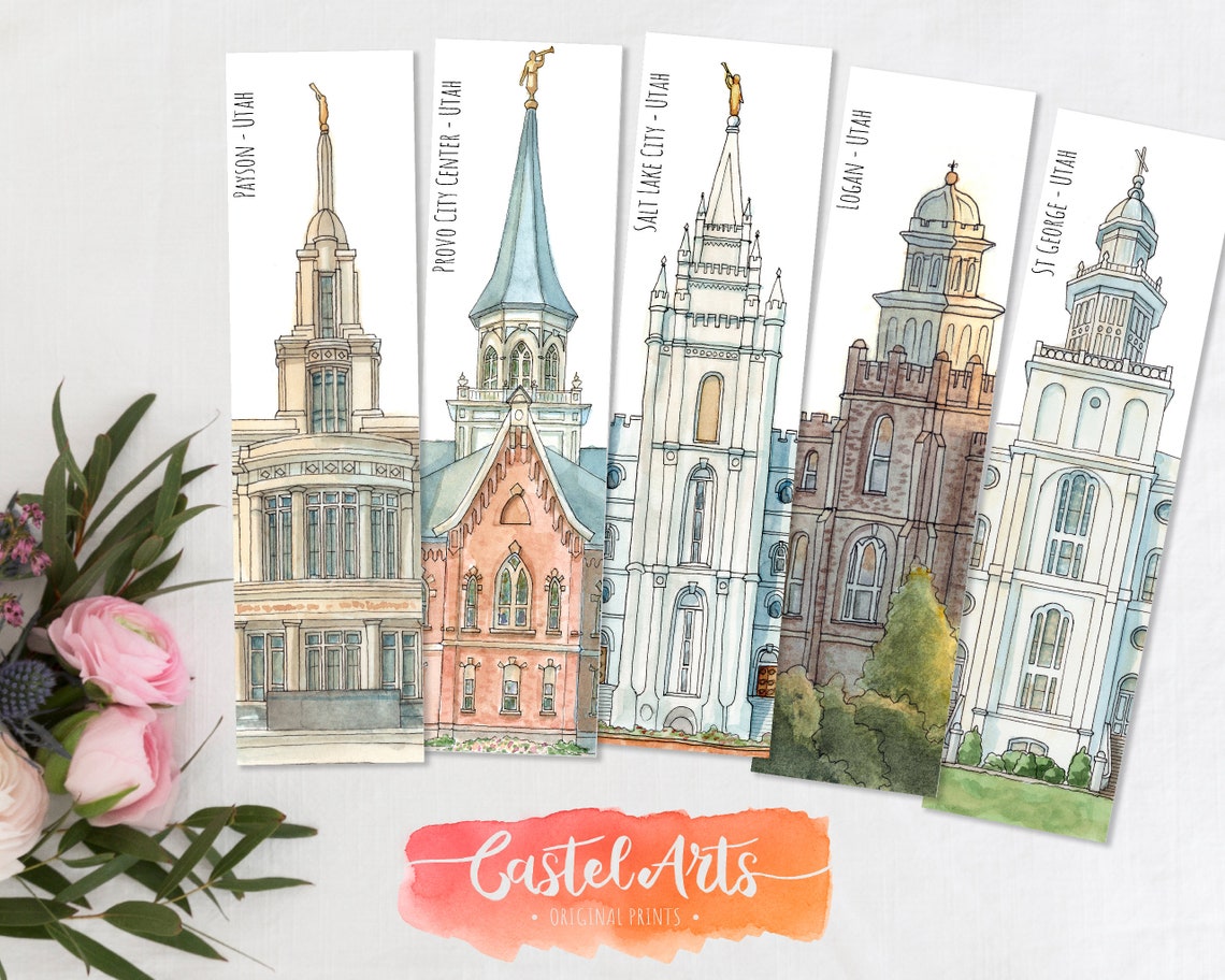 Set With 10 Utah Temples Bookmarks Utah Temples LDS - Etsy