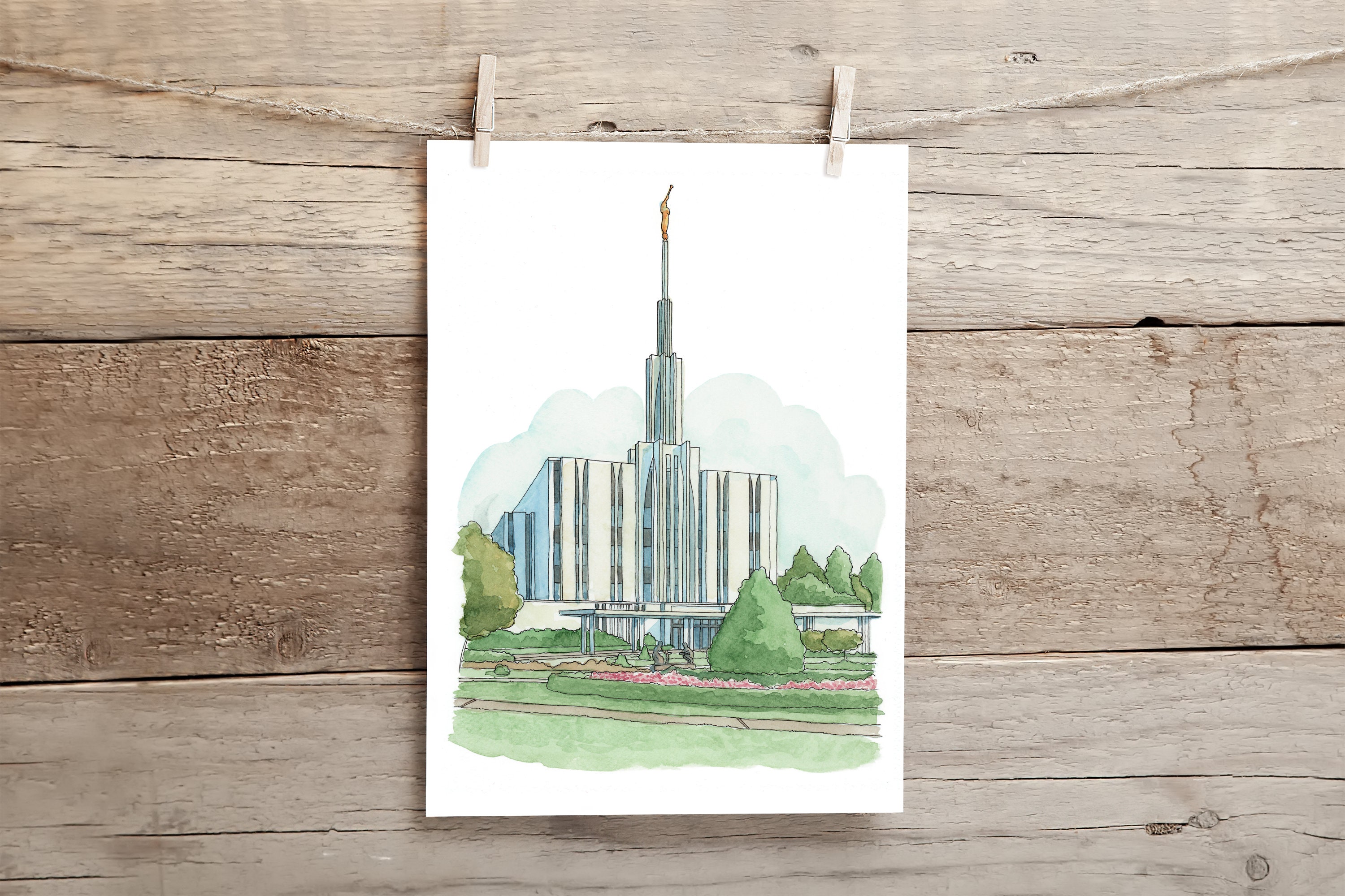 Seattle Washington Temple Watercolor Digital Print LDS Art - Etsy