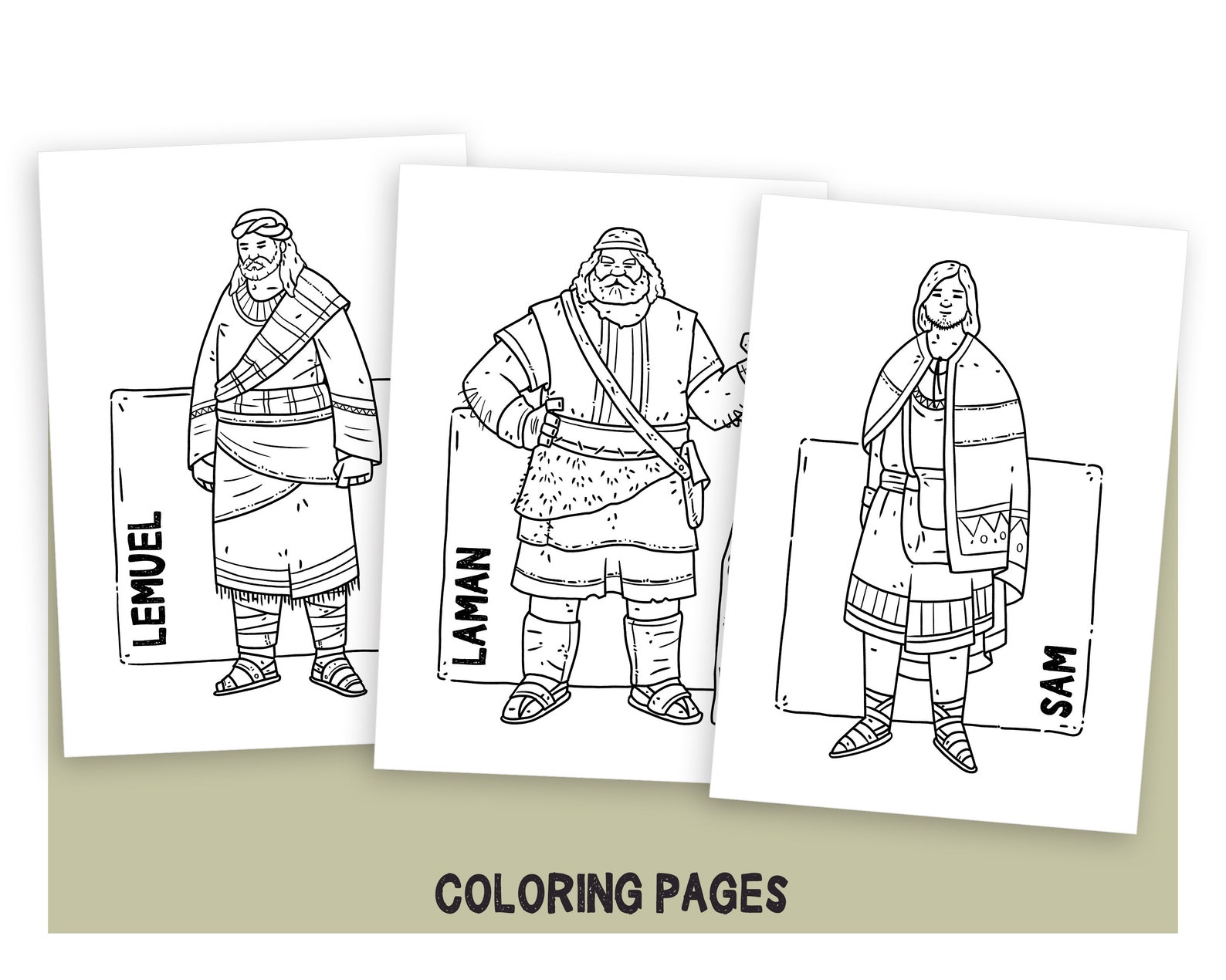 Book of Mormon Coloring Pages, Set With 6 Pages, Lehi, Sariah, Laman ...