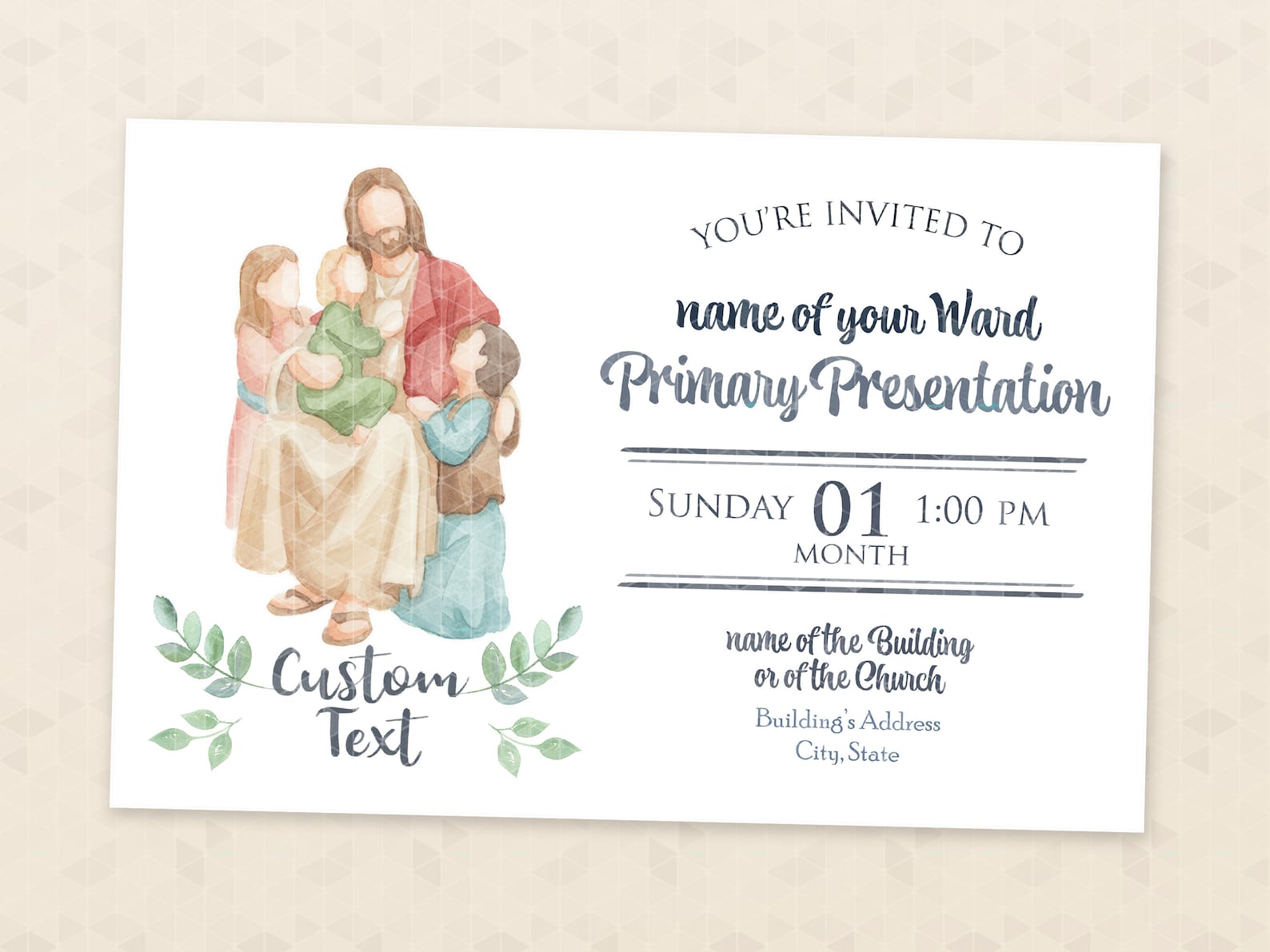 Primary Program Invitation - Jesus With Children - Customised Just for ...