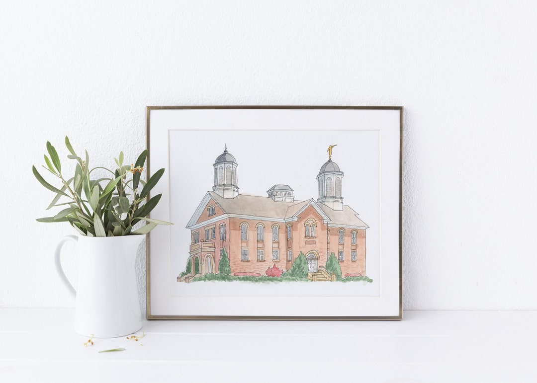 Vernal Utah Temple Ink and Watercolour Painting Digital Print - Etsy