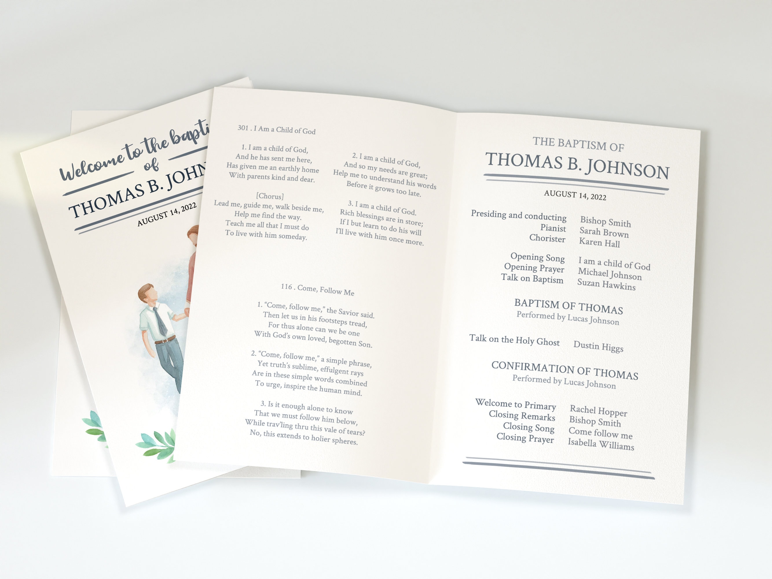 Baptism Cover and Invitation Bundle Boy brown Hair Walking - Etsy